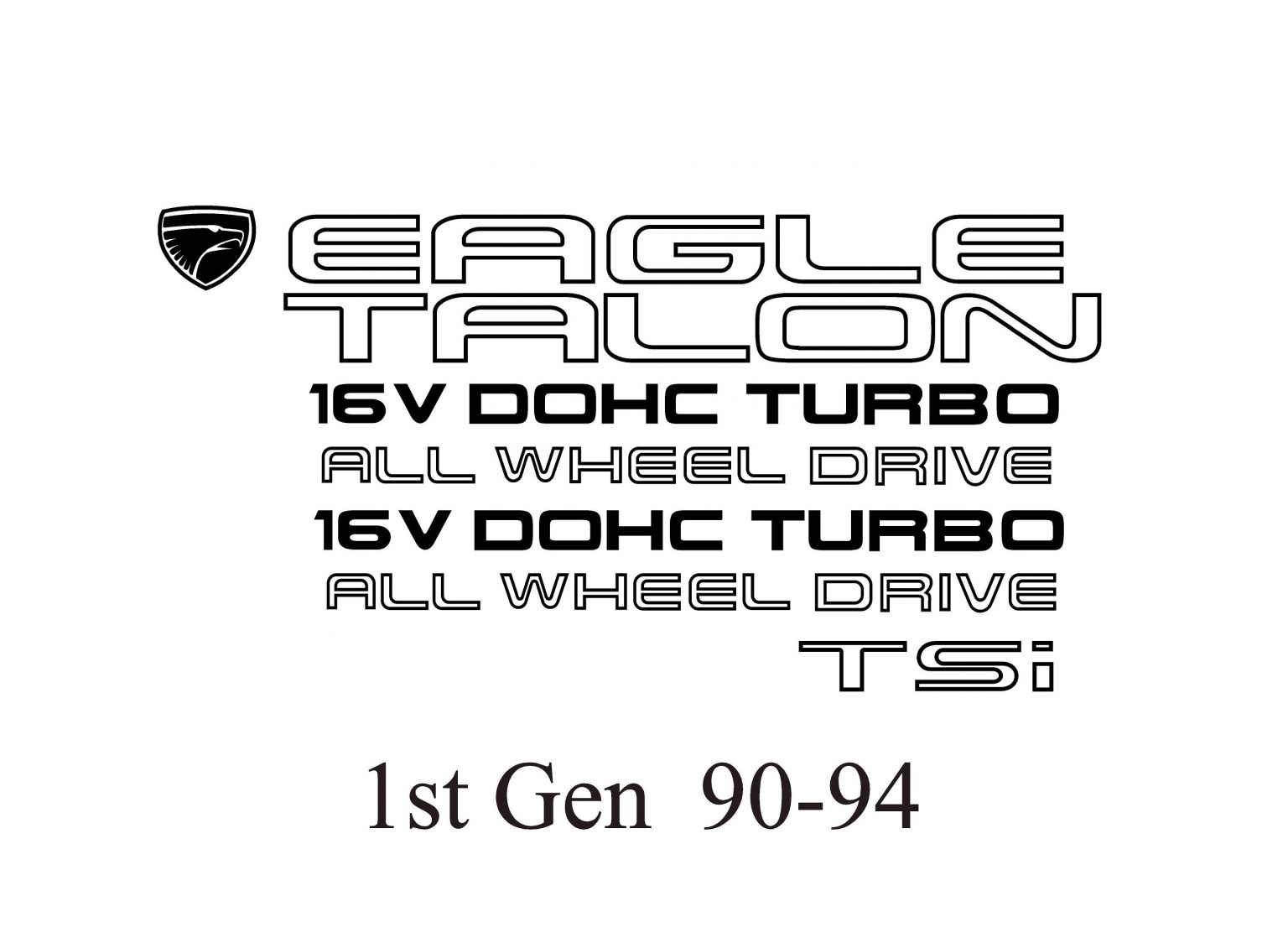 Eagle Talon Decal Set DSM, ECLIPSE, LASER sticker set, De - Hoosierdecal