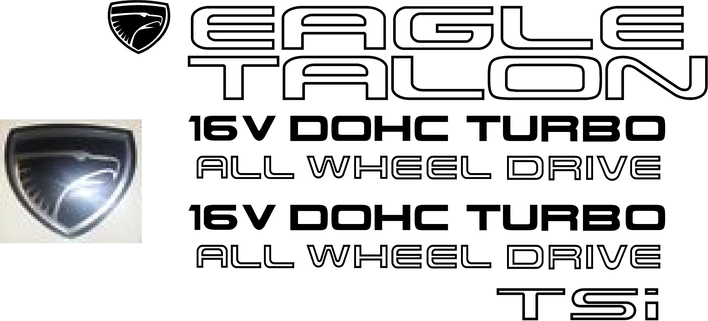 1G-AWD-SET-PLUS-FRONT-BADGE DSM, ECLIPSE, LASER stickers - Hoosierdecal