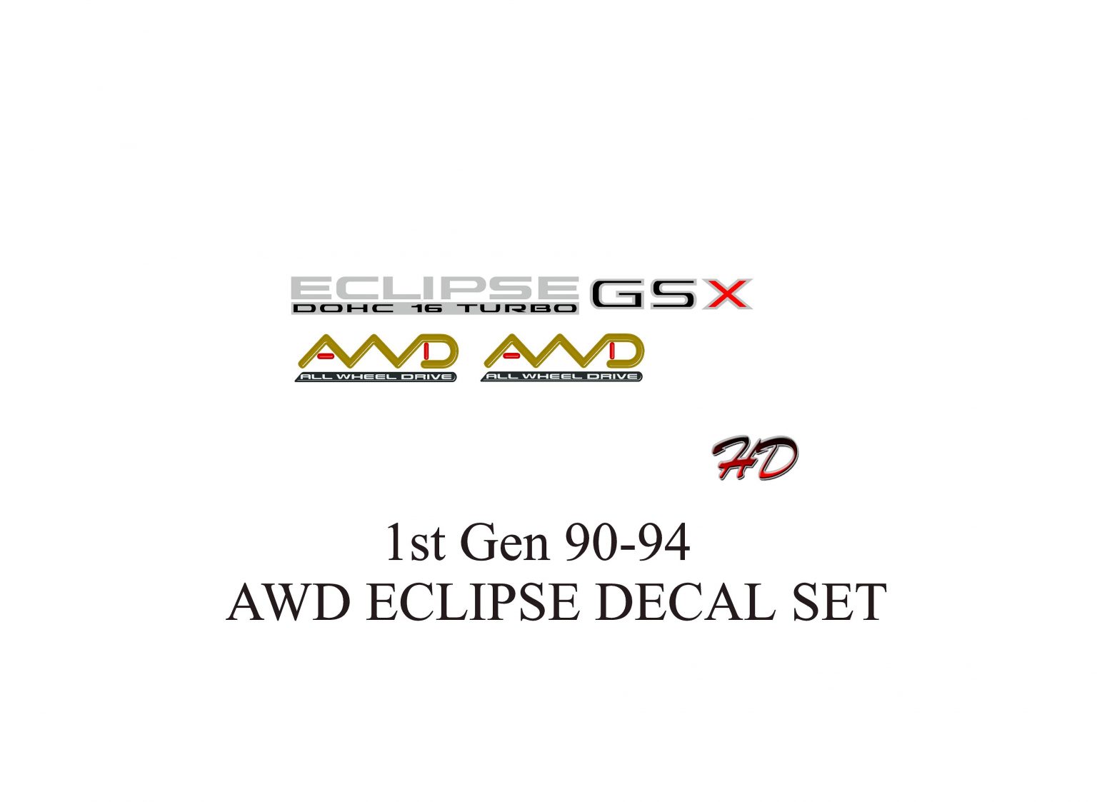 90-94 eclipse gsx awd domed decals and side pillars. DSM, ECLIPSE ...