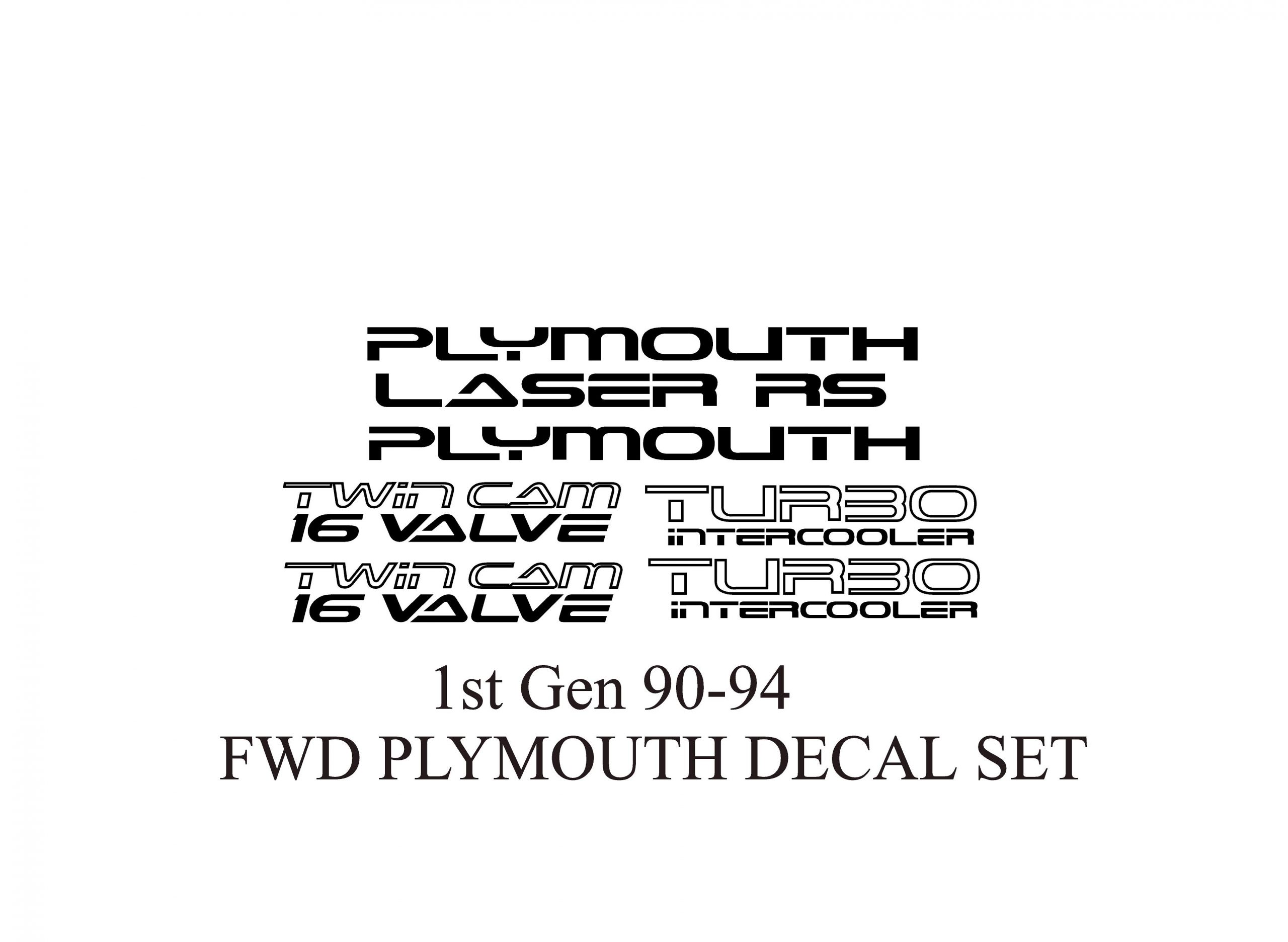 Plymouth Laser FWD Decal Set 90-94 - Hoosierdecal