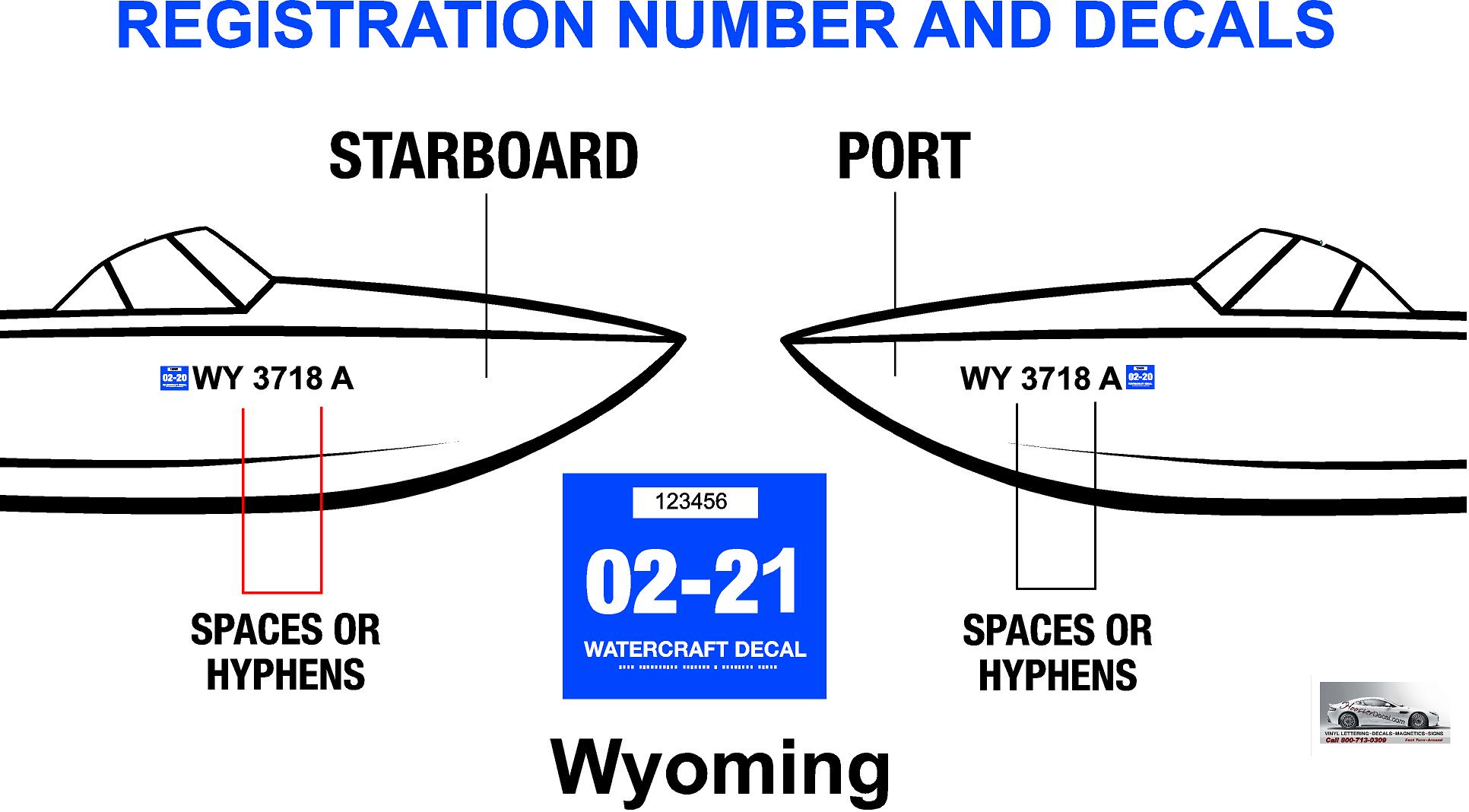 Wyoming Boat Number Registration Decal Display Laws ⚓ - Hoosierdecal